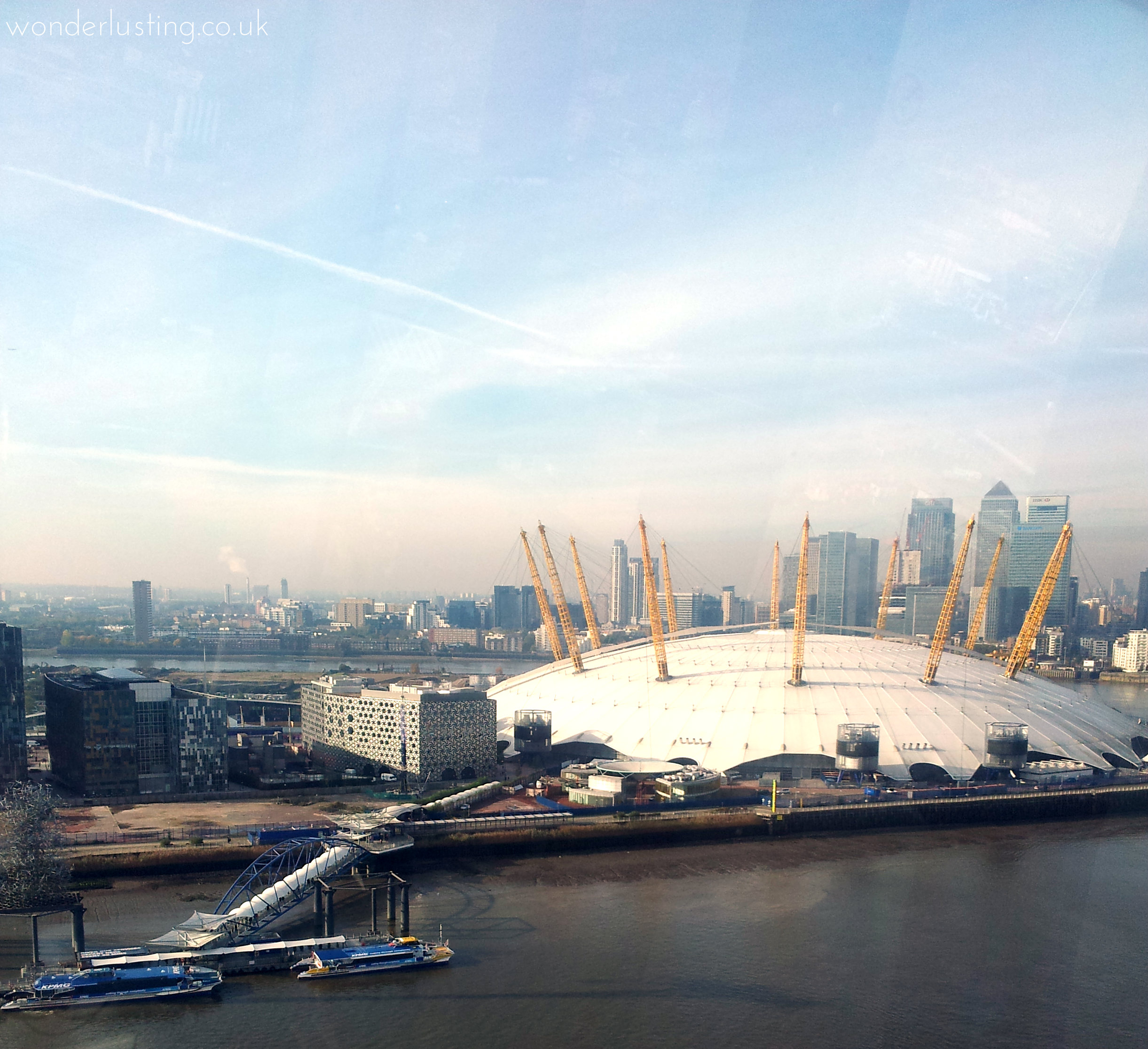 London cable car view of O2 – Wonderlusting